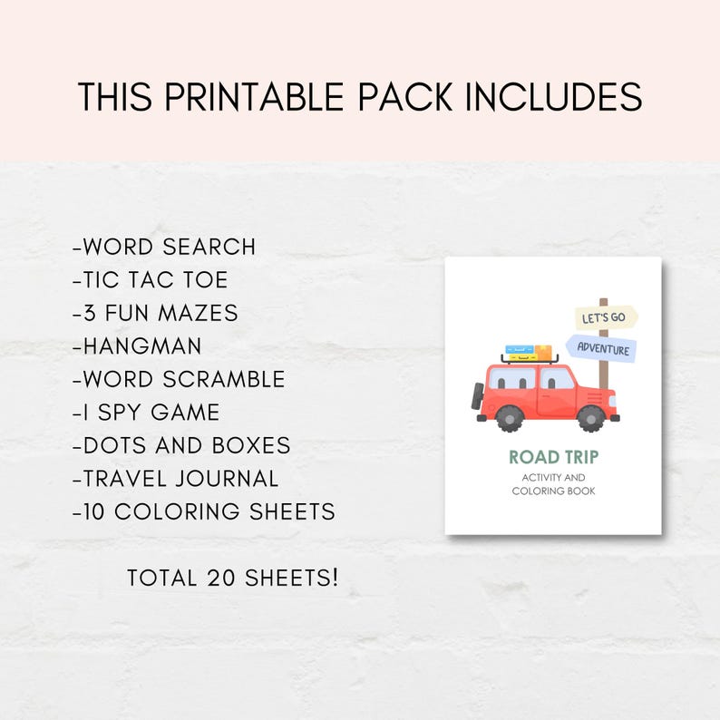 Road Trip Activity Pack, Kids Activities, Road Trip Game, Printable ...