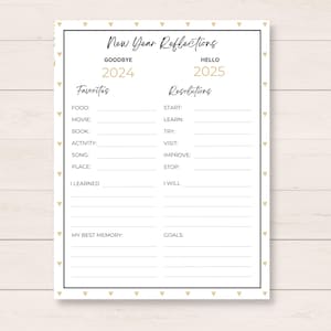New Years Resolution Printable, Kids Year in Review, New Years Eve Game ...