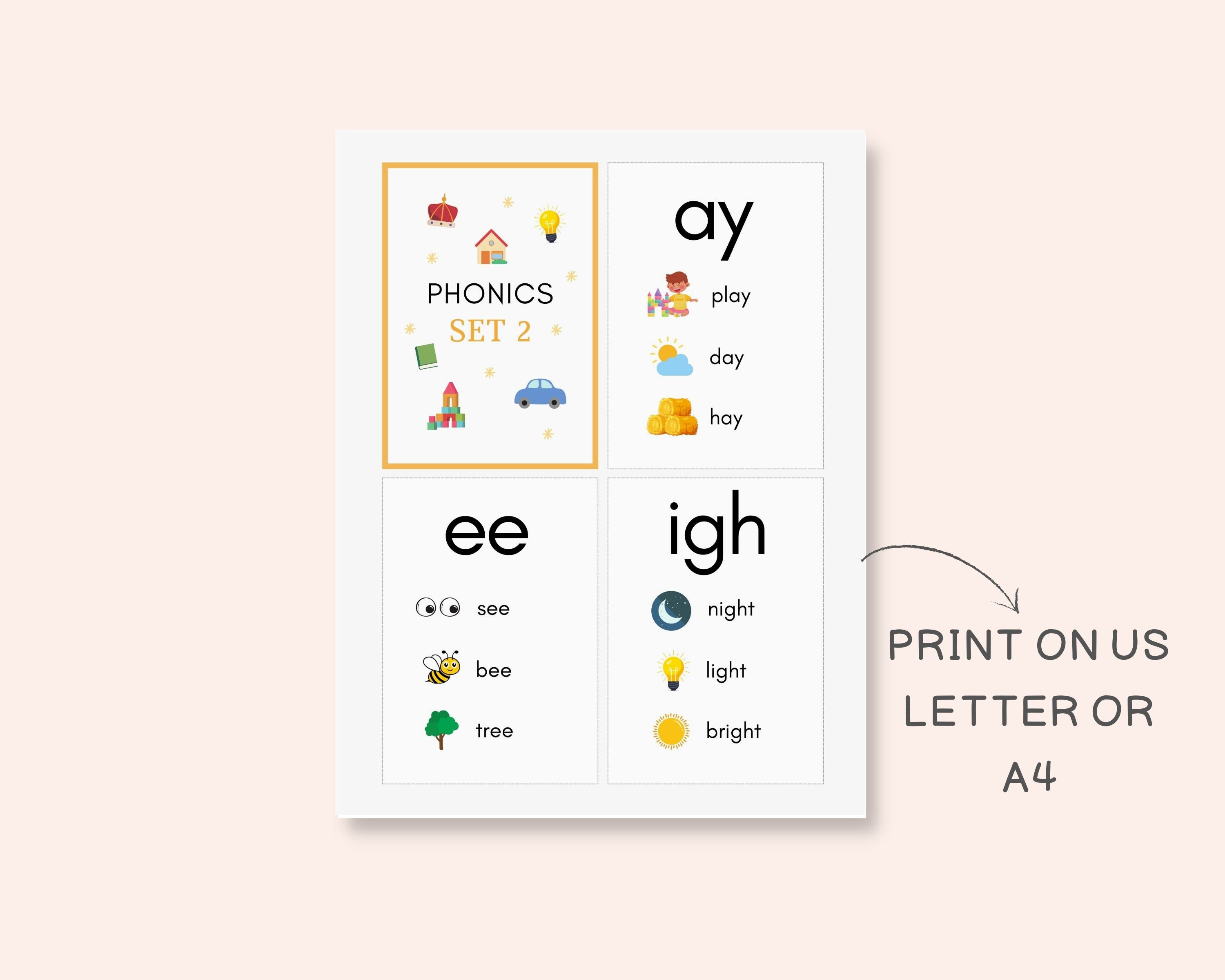 Phonics Flashcards, Set 1, Set 2, Set 3, Phonics Printable, Printable ...
