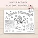 Winter Activity Placemat, Winter Party Activity, Winter Kids Activity ...