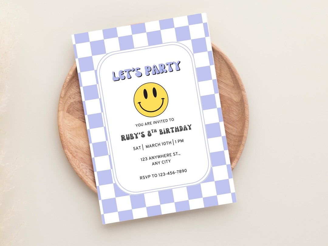 Preppy Invitation, Retro Invite, Preppy Birthday, Retro Birthday ...