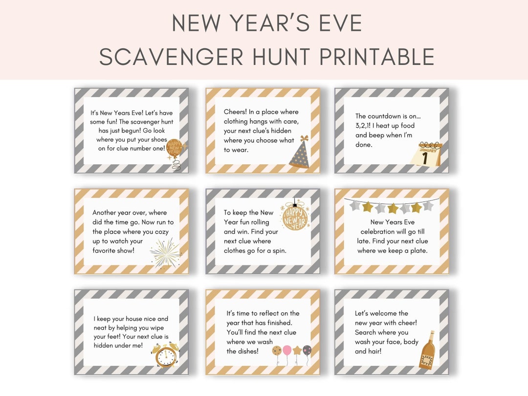 New Year Scavenger Hunt, New Years Eve Game, New Year Eve Party, New ...