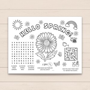 Spring Placemat, Spring Activity, Spring Games, Placemat Printable ...