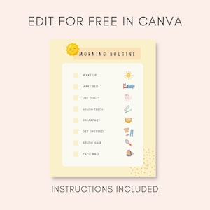 Morning Routine Chart, Editable Routine Charts, Evening Routine Chart, Daily Routine, Routine ...