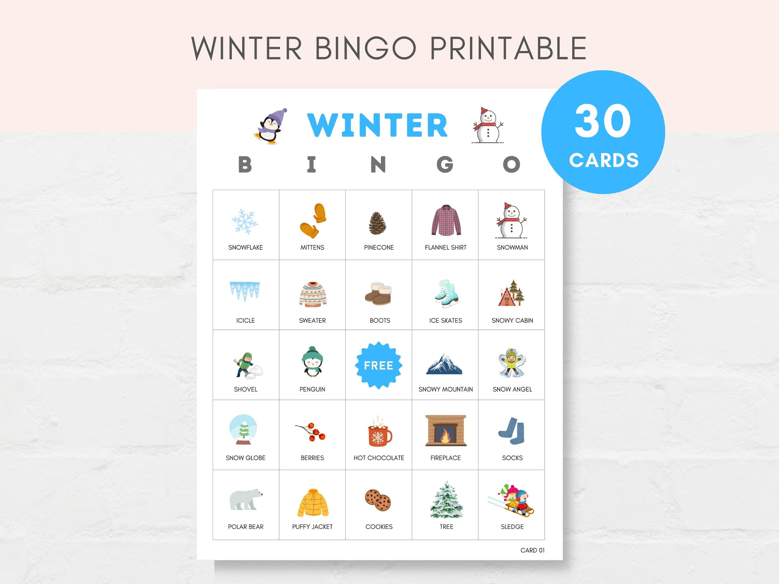 Winter Bingo, Winter Activity, Winter Bingo Printable Game, Winter ...