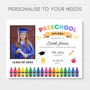 Preschool Graduation Certificate, Preschool Diploma, Preschool Graduate ...