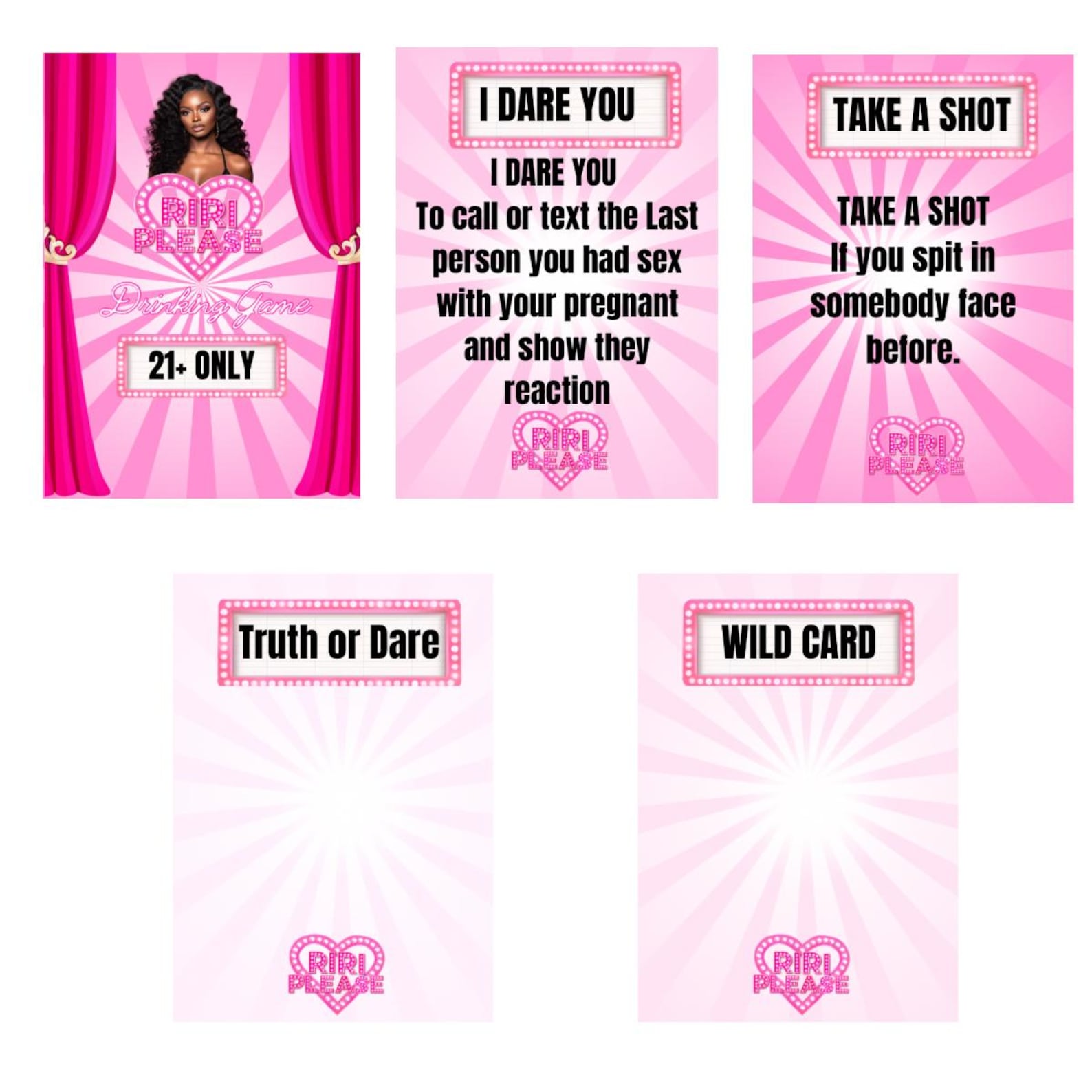 Resha Please Card Game Template ( PINK ) - Etsy