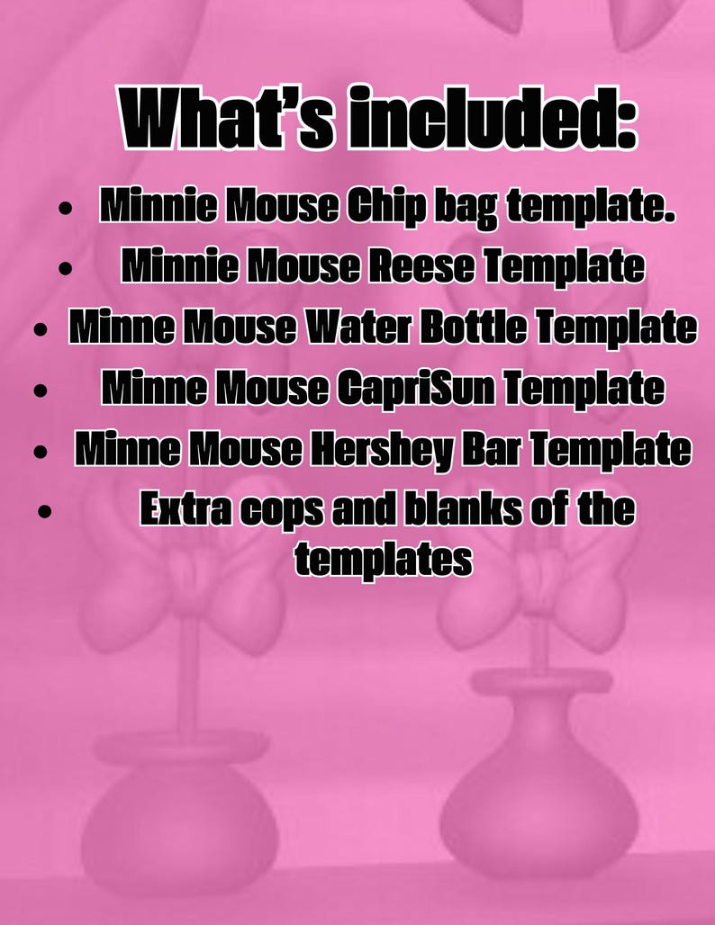 Minnie Mouse Party Template Bundle - Etsy