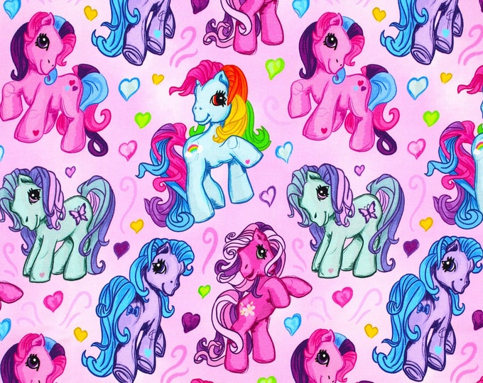 Rainbow Ponies Character Fabric, Cotton Lycra, My Little Pony Cartoon ...