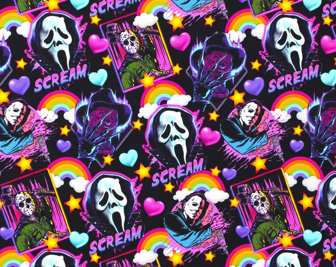 Neon Nightmare Character Fabric, Cotton Lycra, Horror Character, High ...