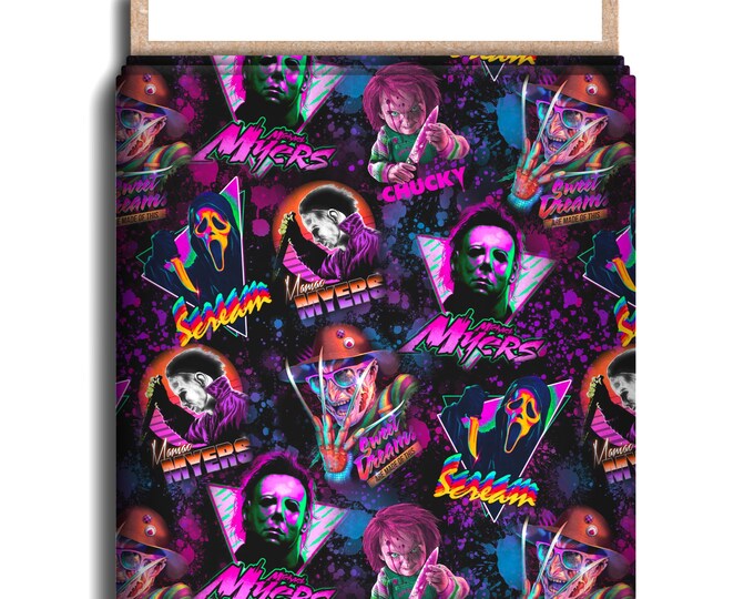 Neon Horrors Character Fabric, Cotton Lycra, Horror Character, High ...