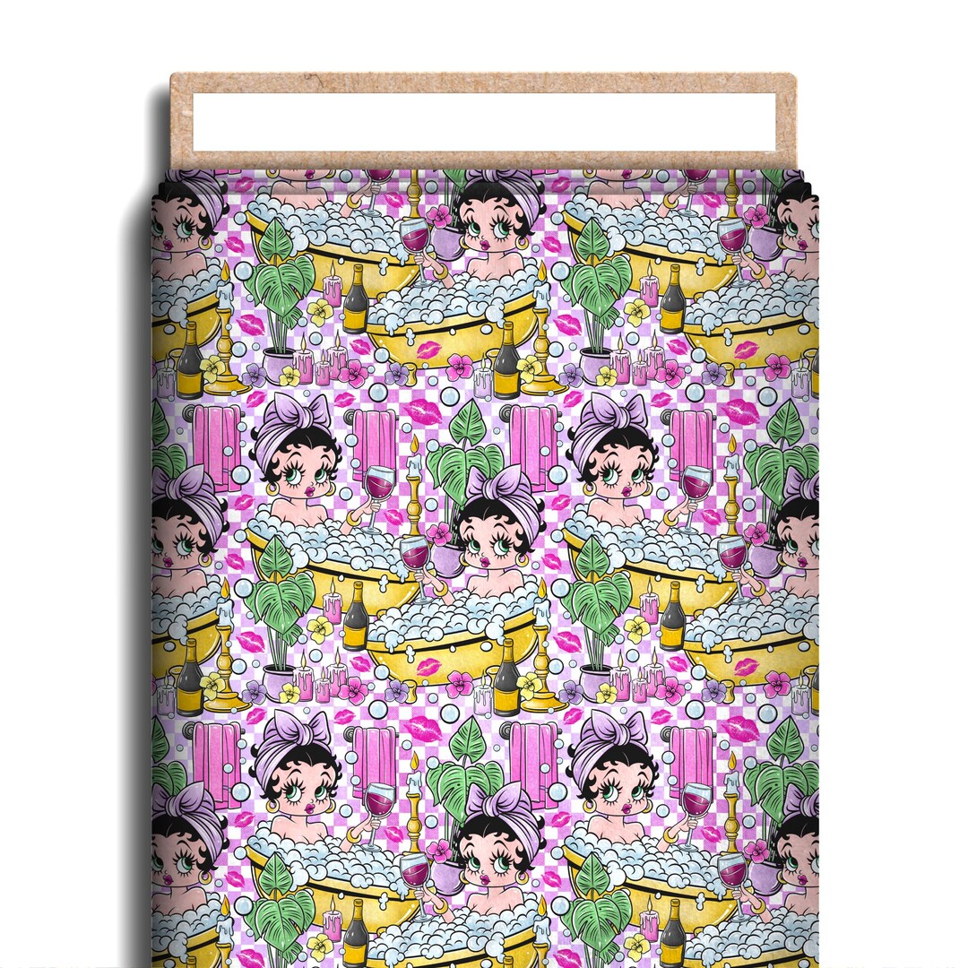 Retro Character Fabric, Cotton Lycra, Cartoon High Quality Custom ...