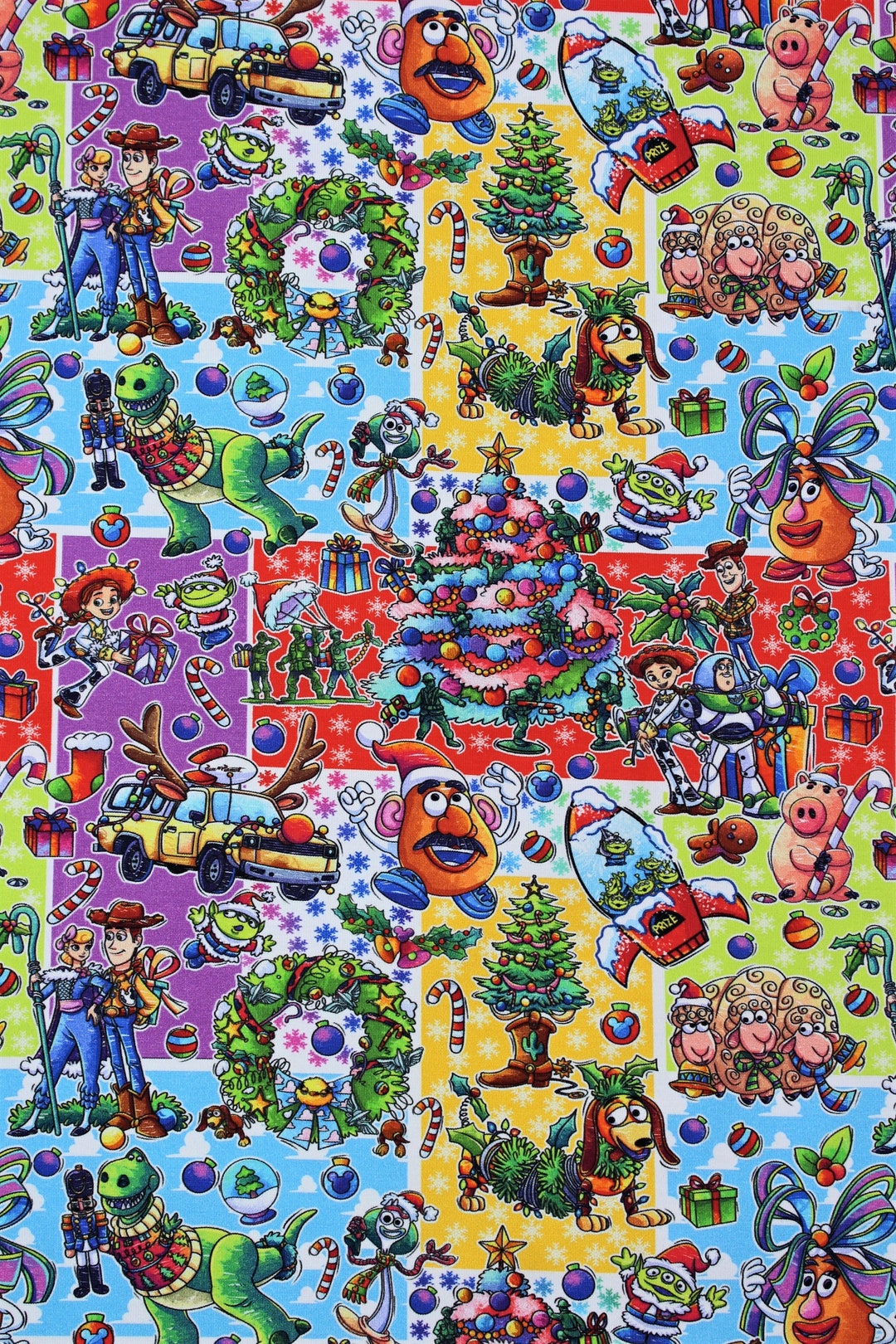 Christmas Toys Character Fabric, Cotton Lycra, Disney Christmas Toy ...
