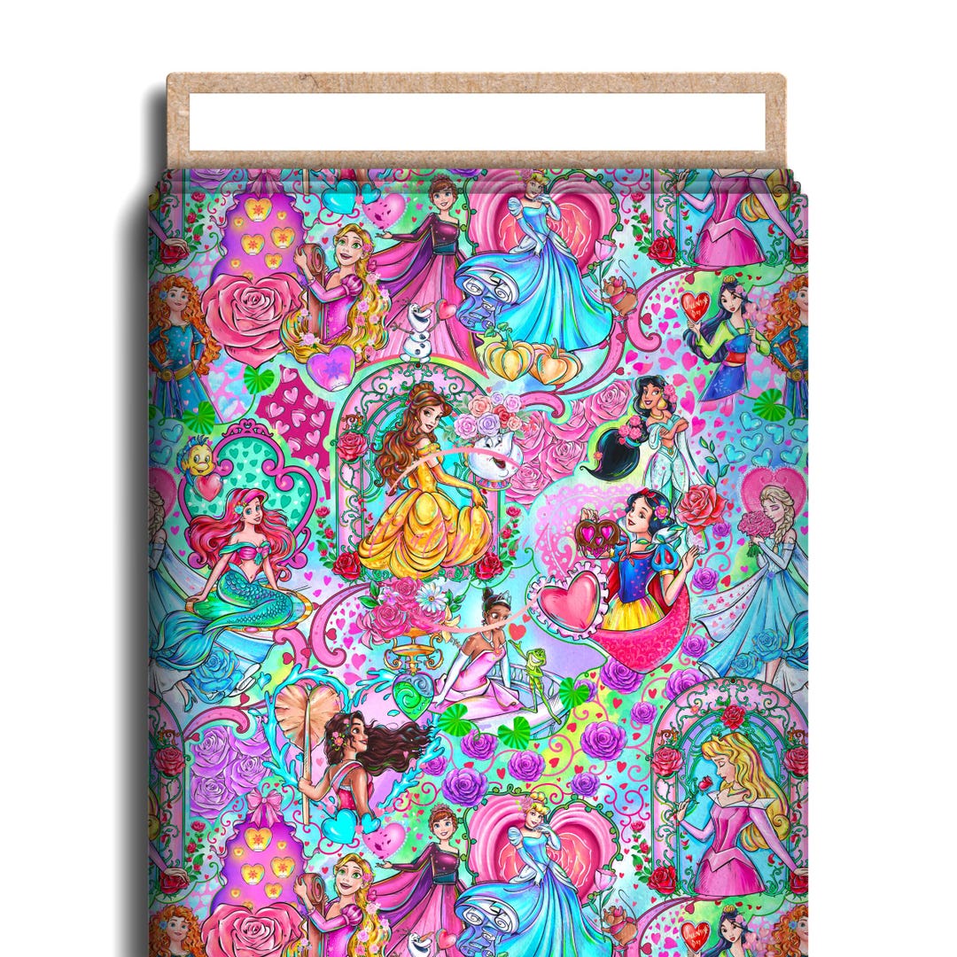 Royal Princesses Character Fabric, Cotton Lycra, Princess, Sidekicks ...