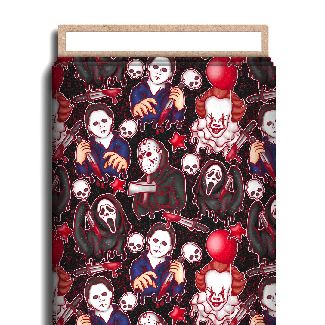 Horror Movie Crew Character Fabric, Cotton Lycra, Horror, Horror Movie ...