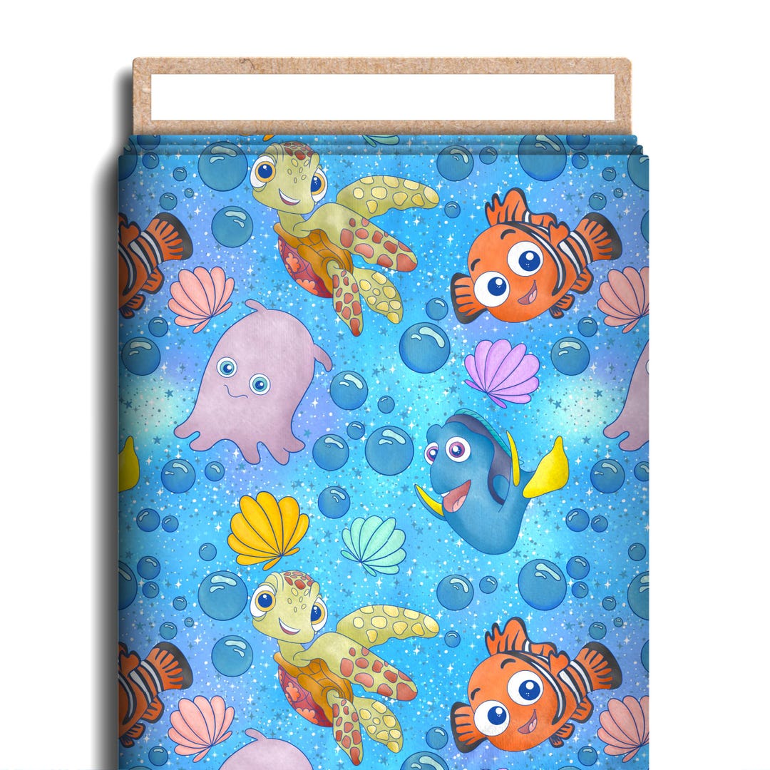 Sea Friends Character Fabric, Cotton Lycra, Finding Nemo, Cartoon High ...