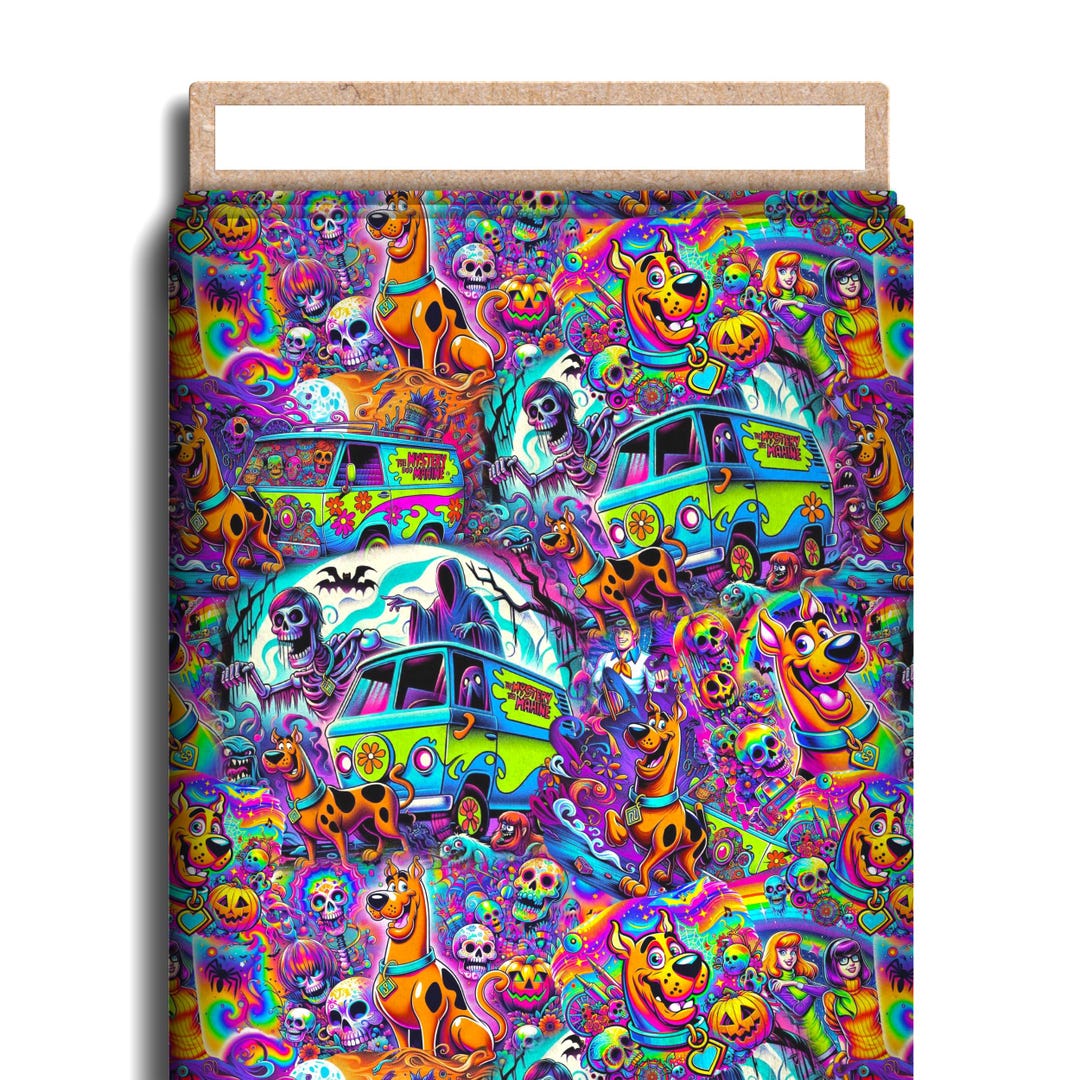 Haunted Machine Character Fabric, Cotton Lycra, Custom Cartoon High ...
