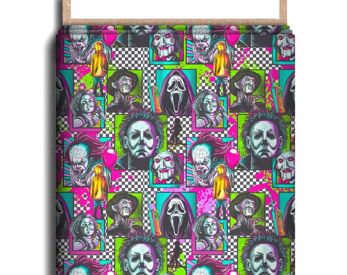Neon Nightmare Crew Character Fabric, Cotton Lycra, Horror, High ...