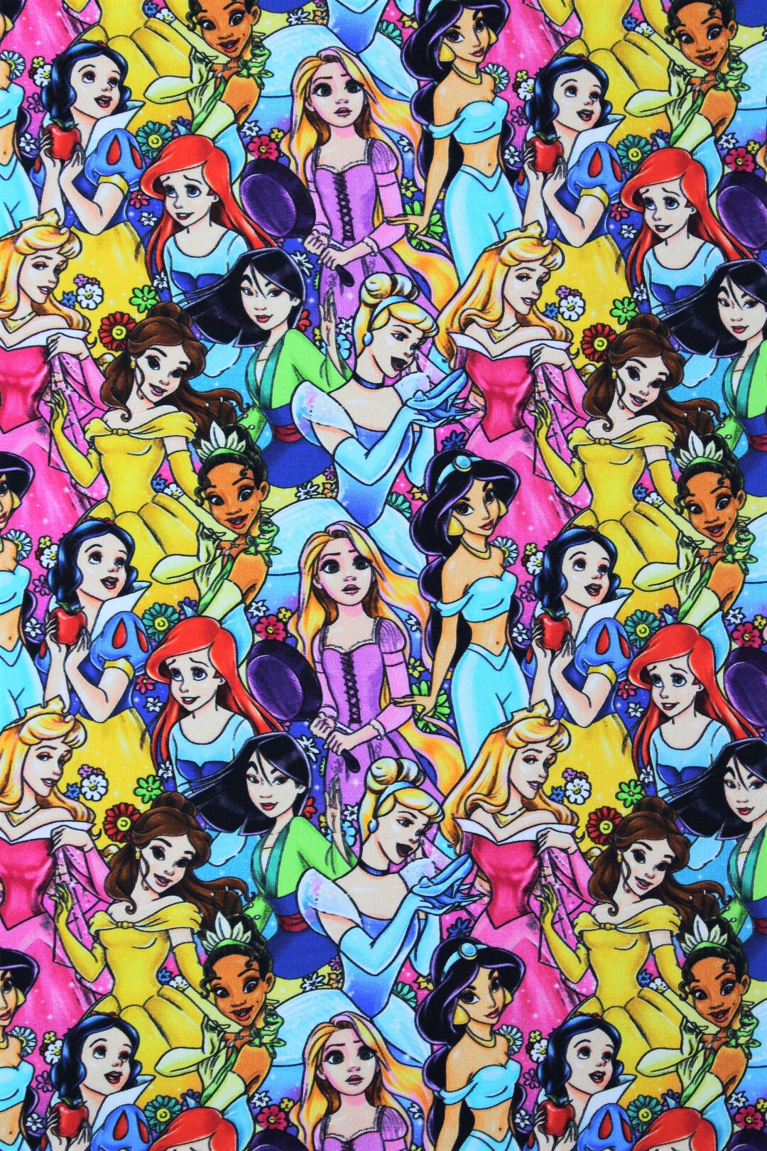 Enchanted Princess Character Fabric, Cotton Lycra, Disney Princess ...
