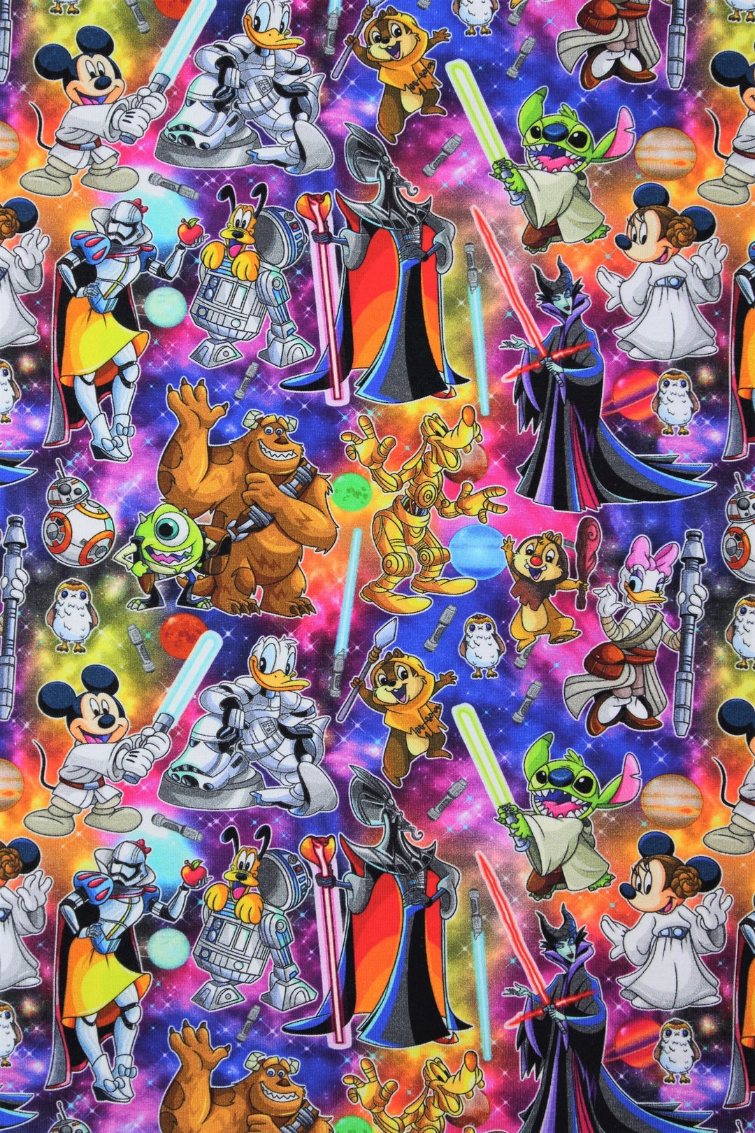 Galaxy Character Fabric, Cotton Lycra, Cartoon High Quality Fabric ...