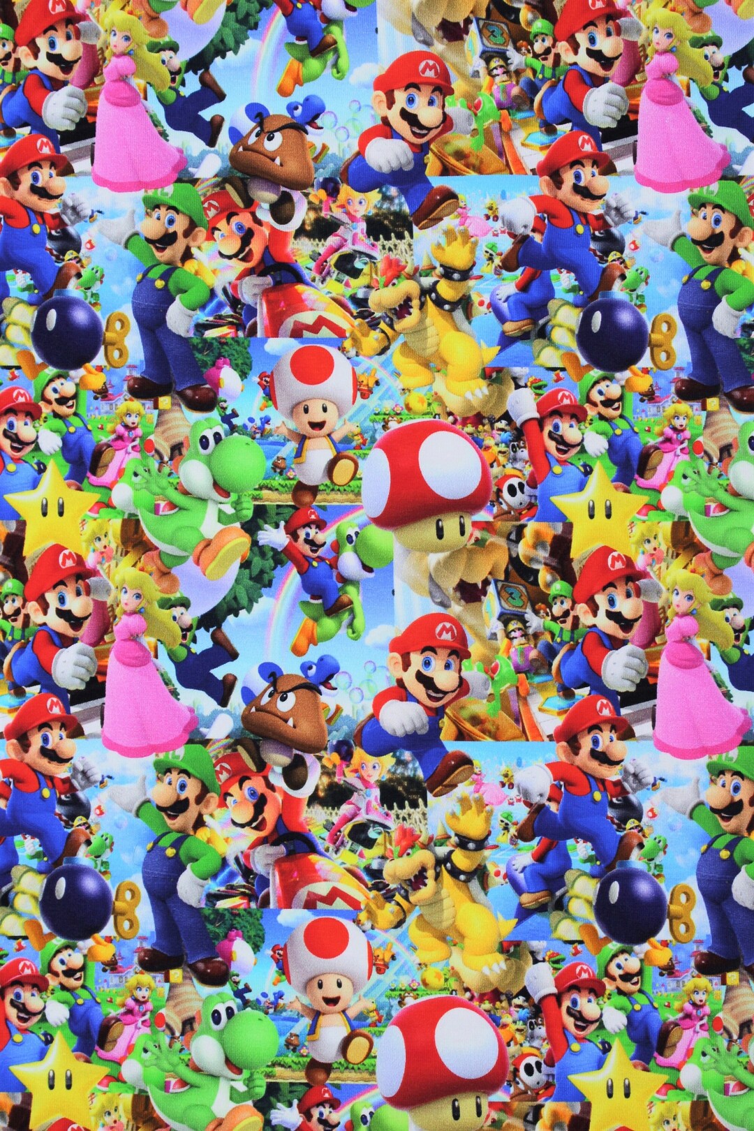 Gaming World Character Fabric, Cotton Lycra, Character Super Mario High ...