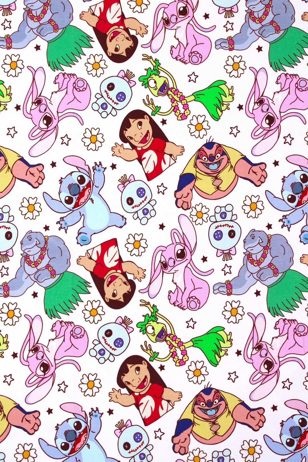 Ohana Character Fabric, Cotton Lycra, Disney Stitch, Scrump Cartoon ...