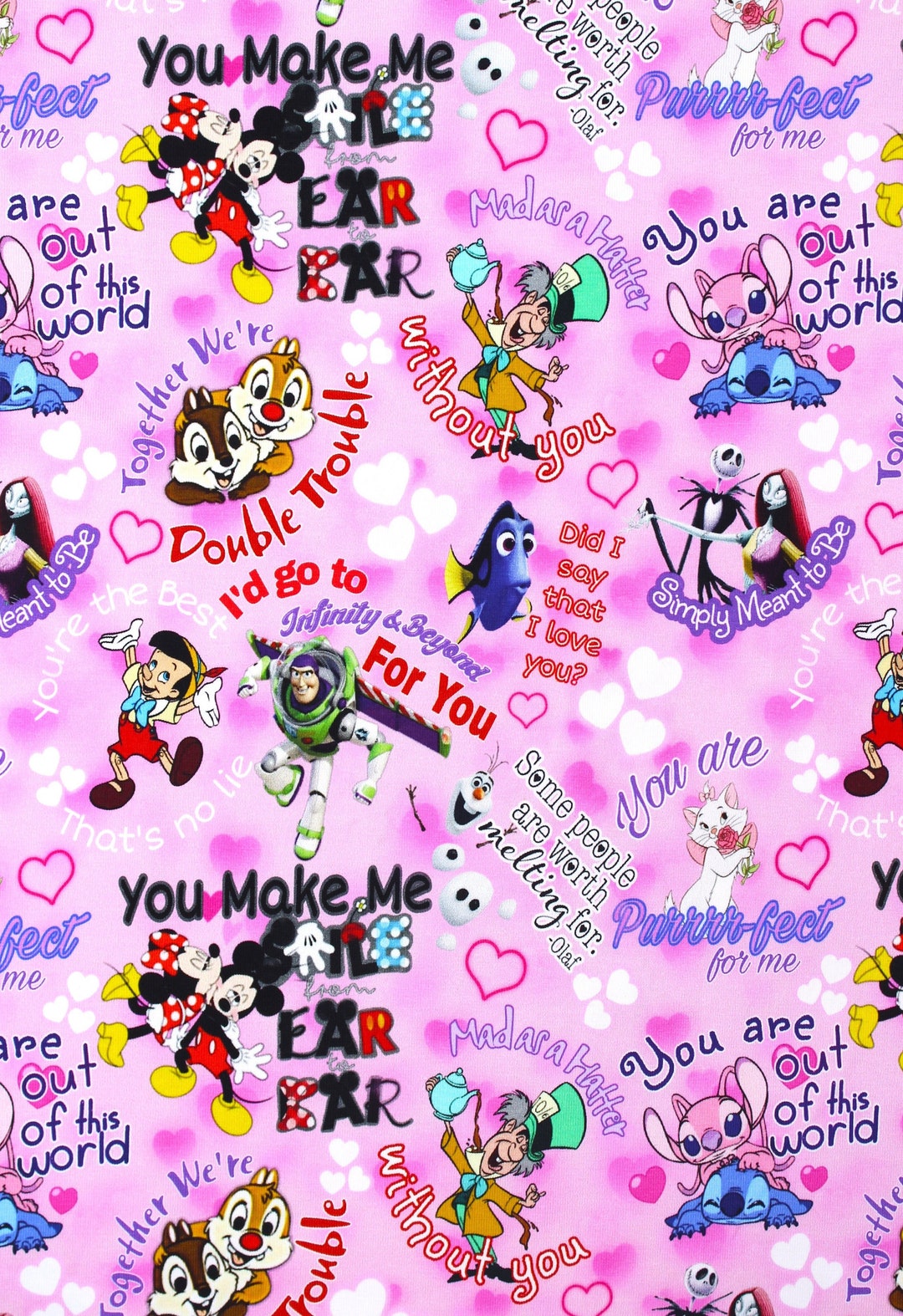Sweetheart Quotes Character Fabric, Cotton Lycra, Disney Princess ...