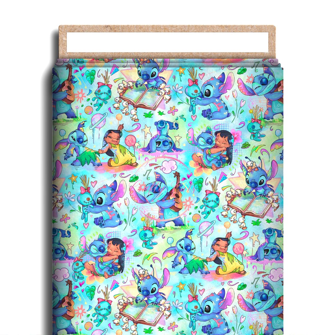 Favorite Friends Character Fabric, Cotton Lycra, Stitch, Lilo, Scrump ...