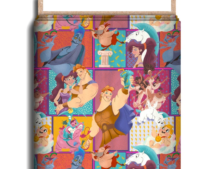 Herc Collage Character Fabric, Hercules Cotton Lycra, Cartoon High ...