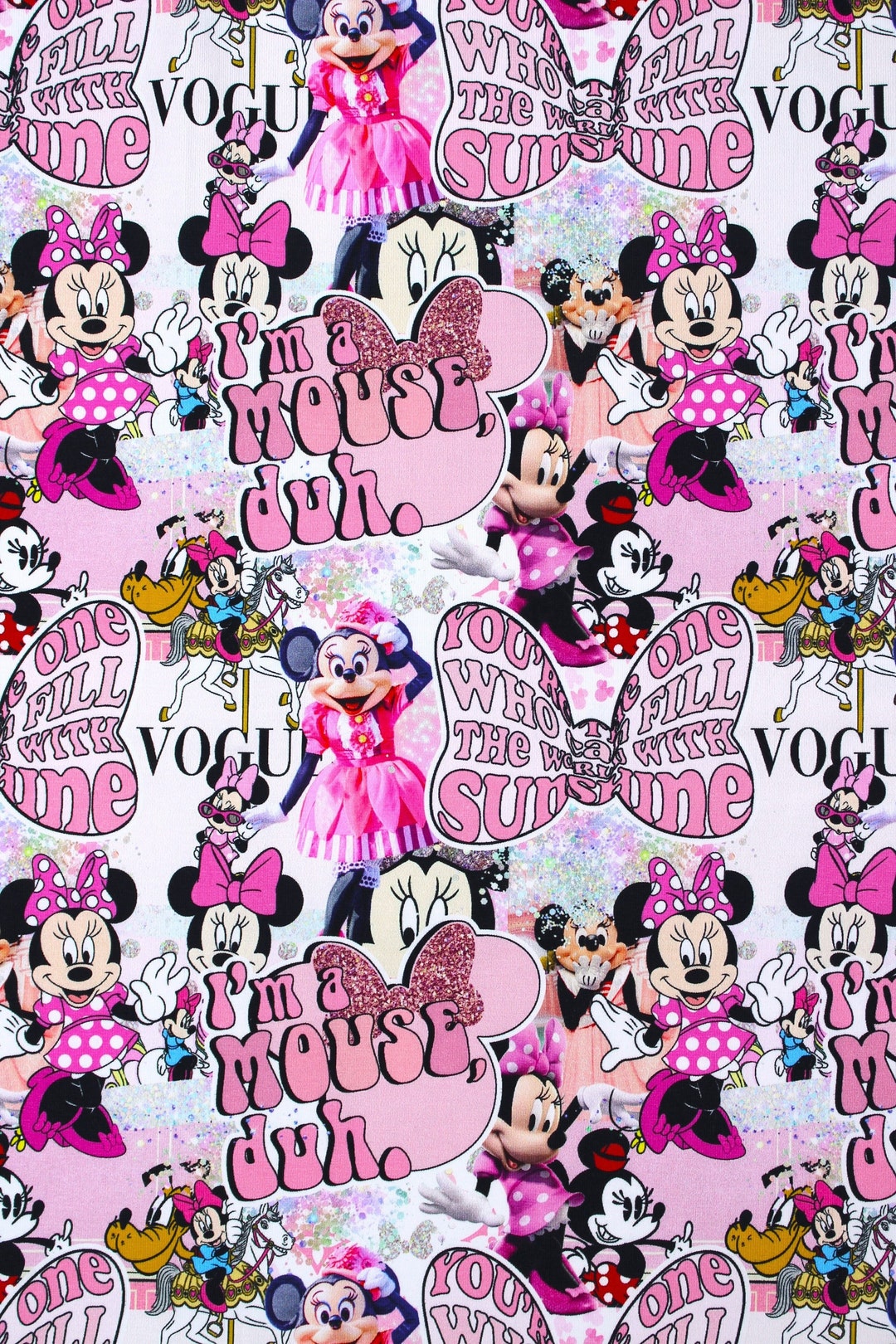 I'm A Mouse, Duh Character Fabric, Cotton Lycra, Disney Mickey, Minnie ...