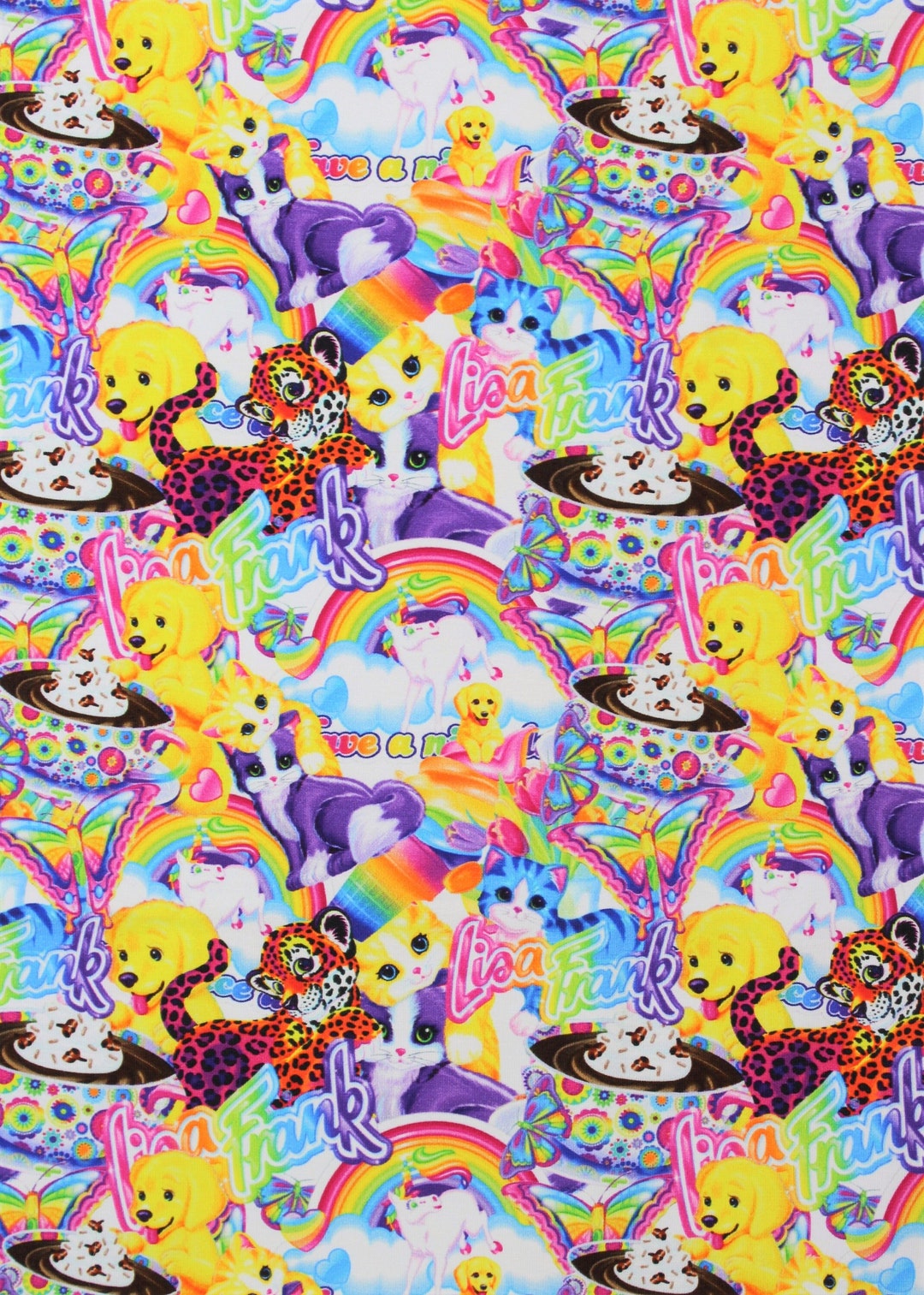 Stacked Retro Friends Cotton Lycra Fabric, Retro Colorful Cartoon High ...