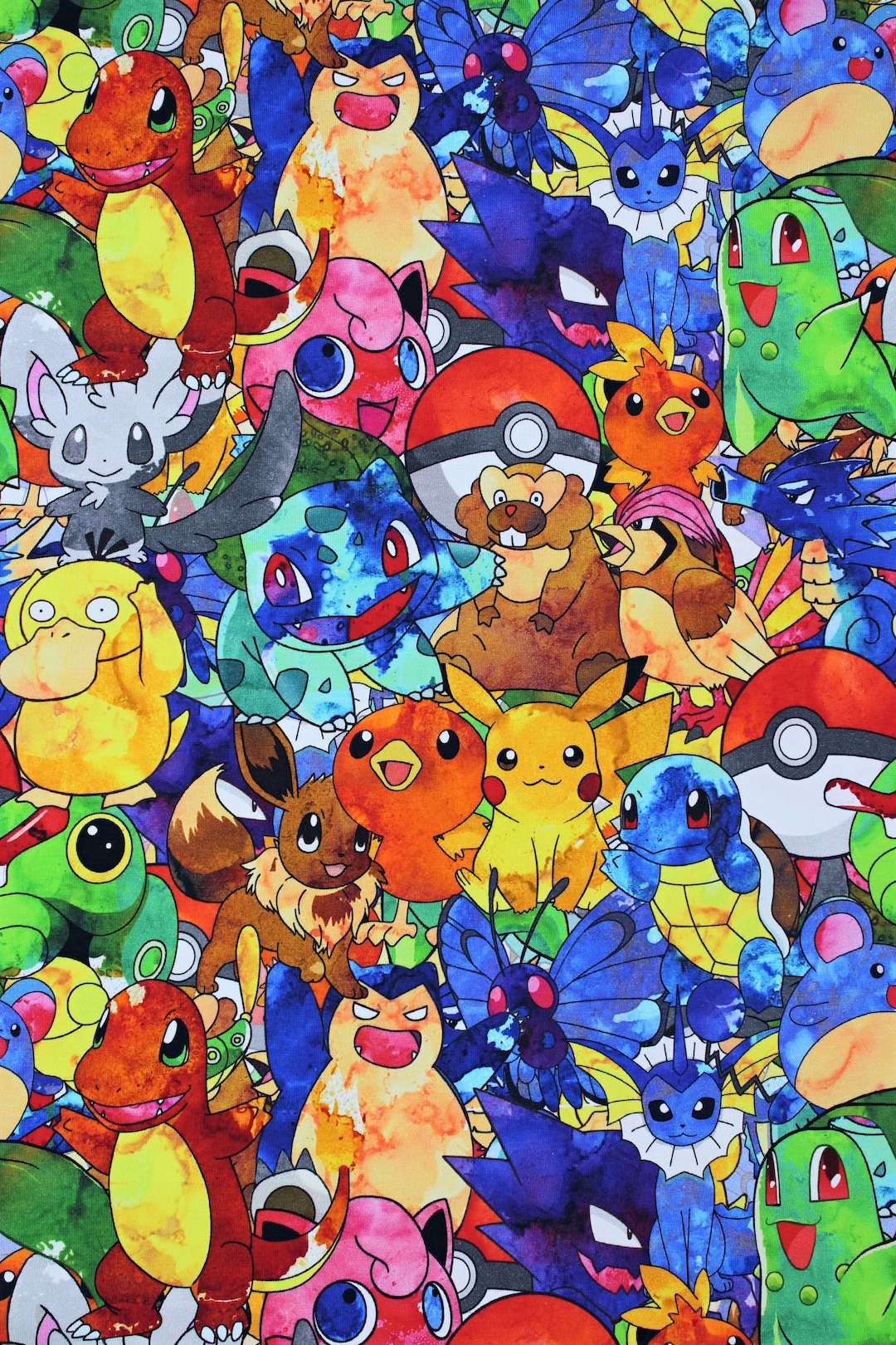 Catch Fabric Pokemon Pikachu Cotton Lycra Cartoon High - Etsy