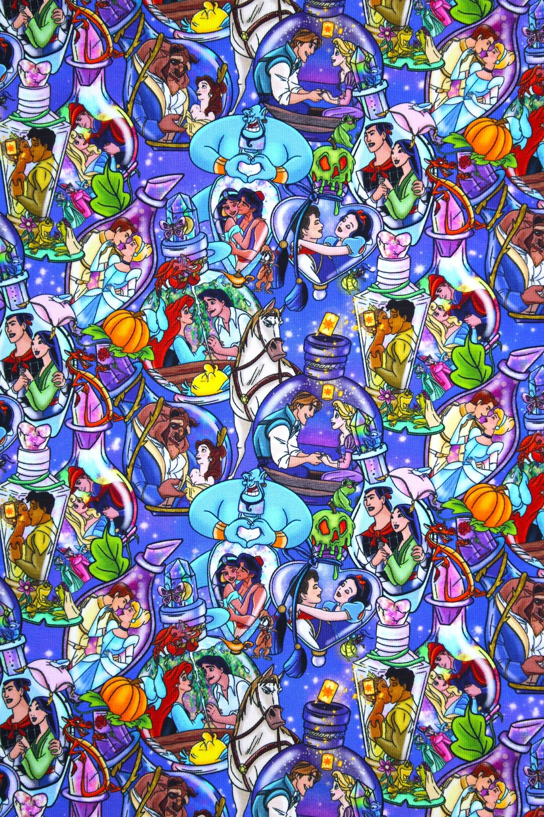 Princess Potions Character Fabric, Cotton Lycra, Disney Princess ...