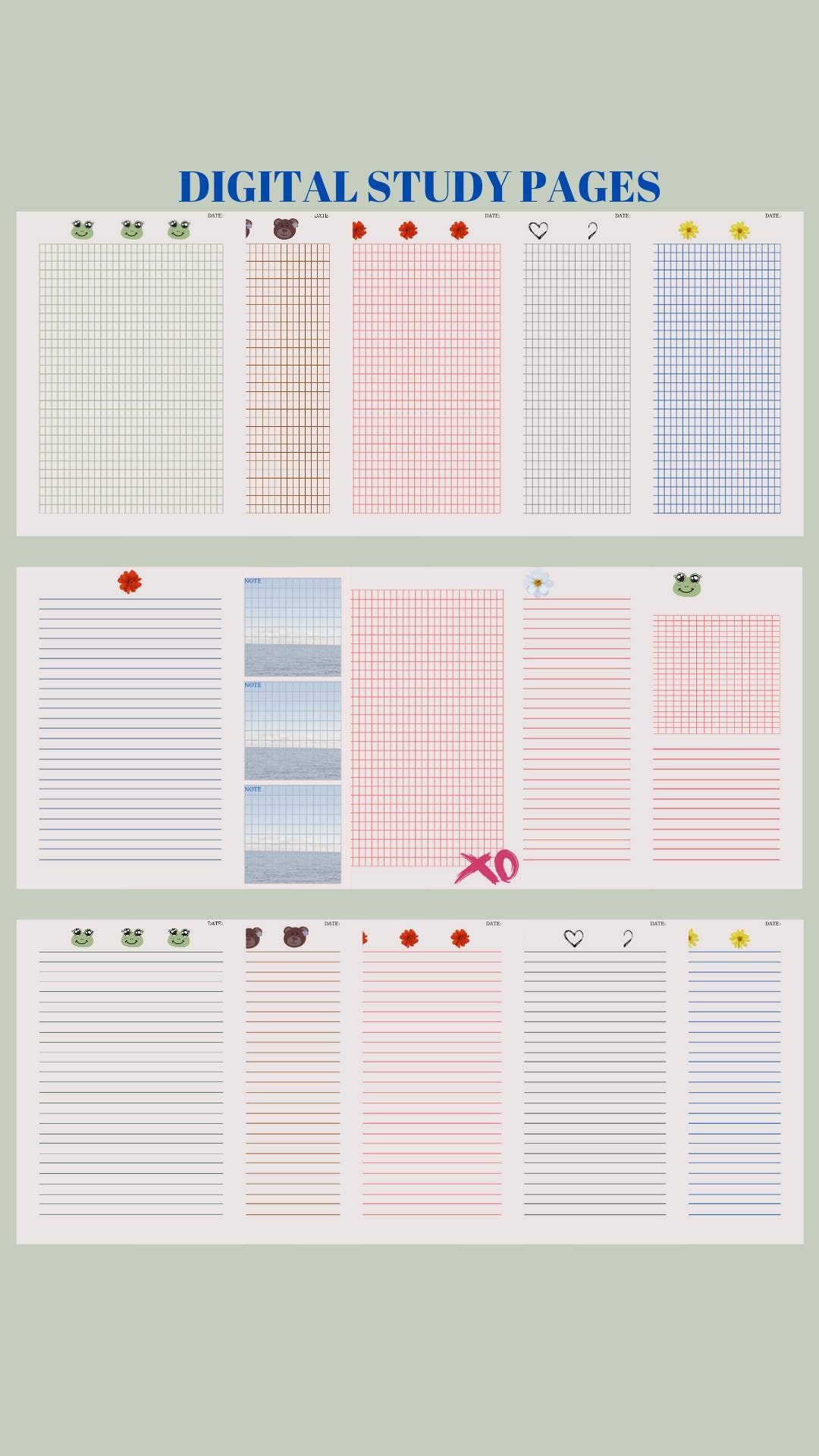 Digital Note Pages, Cute Note Papers, Colorful Writing Papers - Etsy