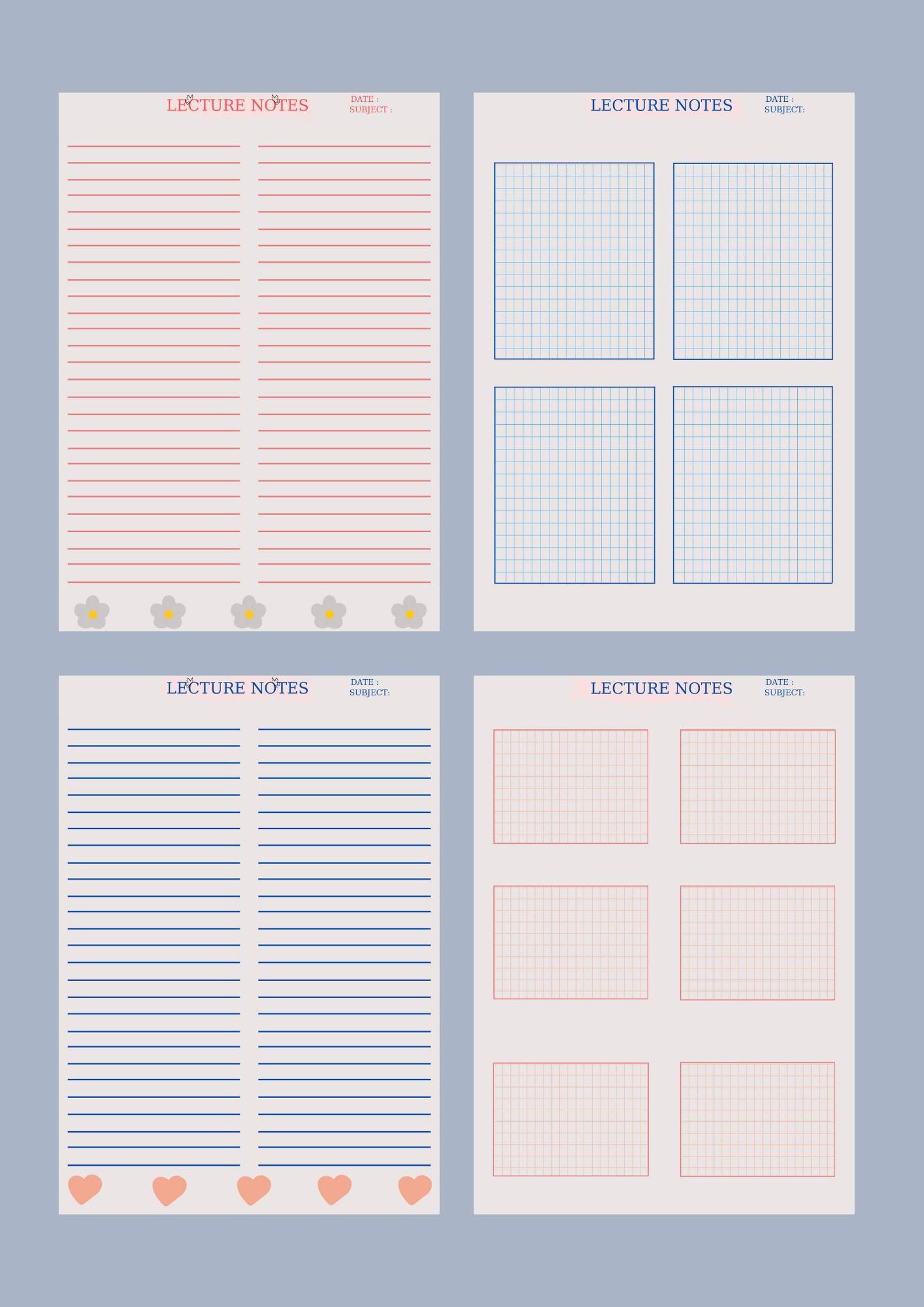 Digital Note Pages, Cute Note Papers, Colorful Writing Papers - Etsy