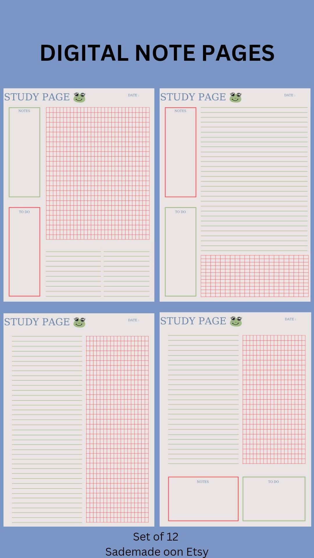 Digital Note Pages, Cute Note Papers, Colorful Writing Papers - Etsy