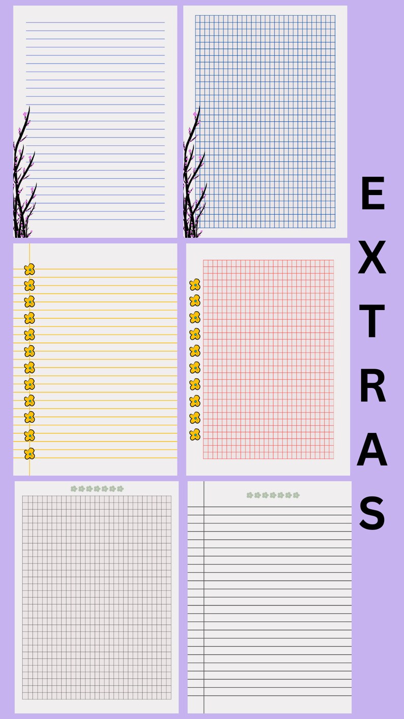 Digital Note Pages, Cute Note Papers, Colorful Writing Papers - Etsy