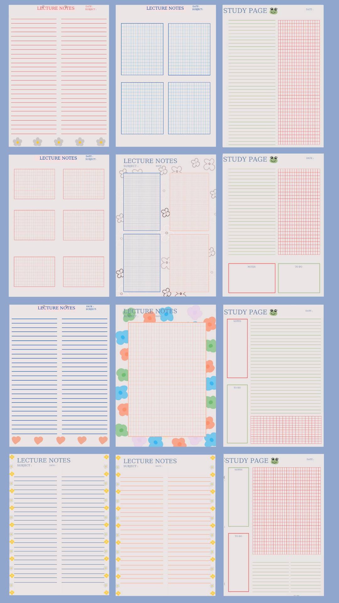 Digital Note Pages, Cute Note Papers, Colorful Writing Papers - Etsy