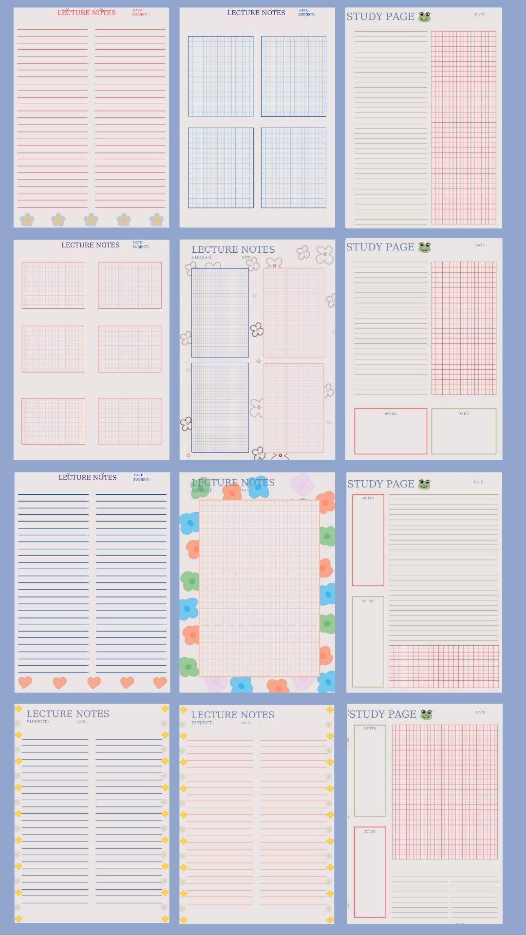 Digital Note Pages, Cute Note Papers, Colorful Writing Papers - Etsy