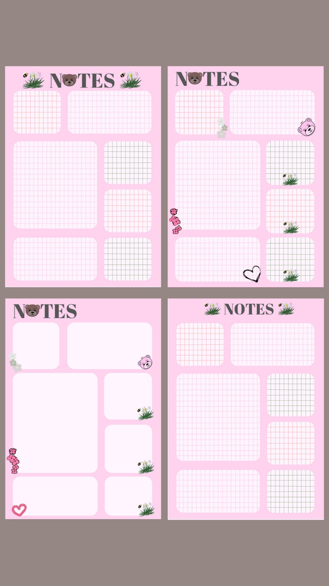 Colorful Note Pages Digital Note Papers Notepad Set Study Papers - Etsy