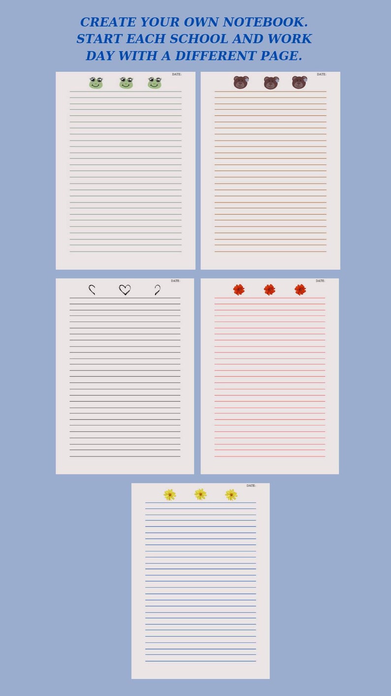 Digital Note Pages, Cute Note Papers, Colorful Writing Papers - Etsy