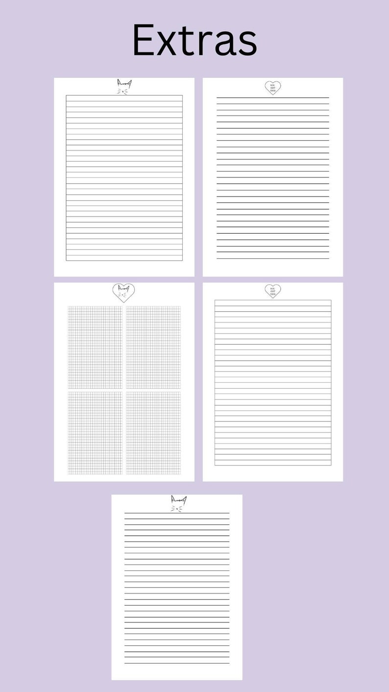 Digital Note Pages, Cute Note Papers, Colorful Writing Papers - Etsy