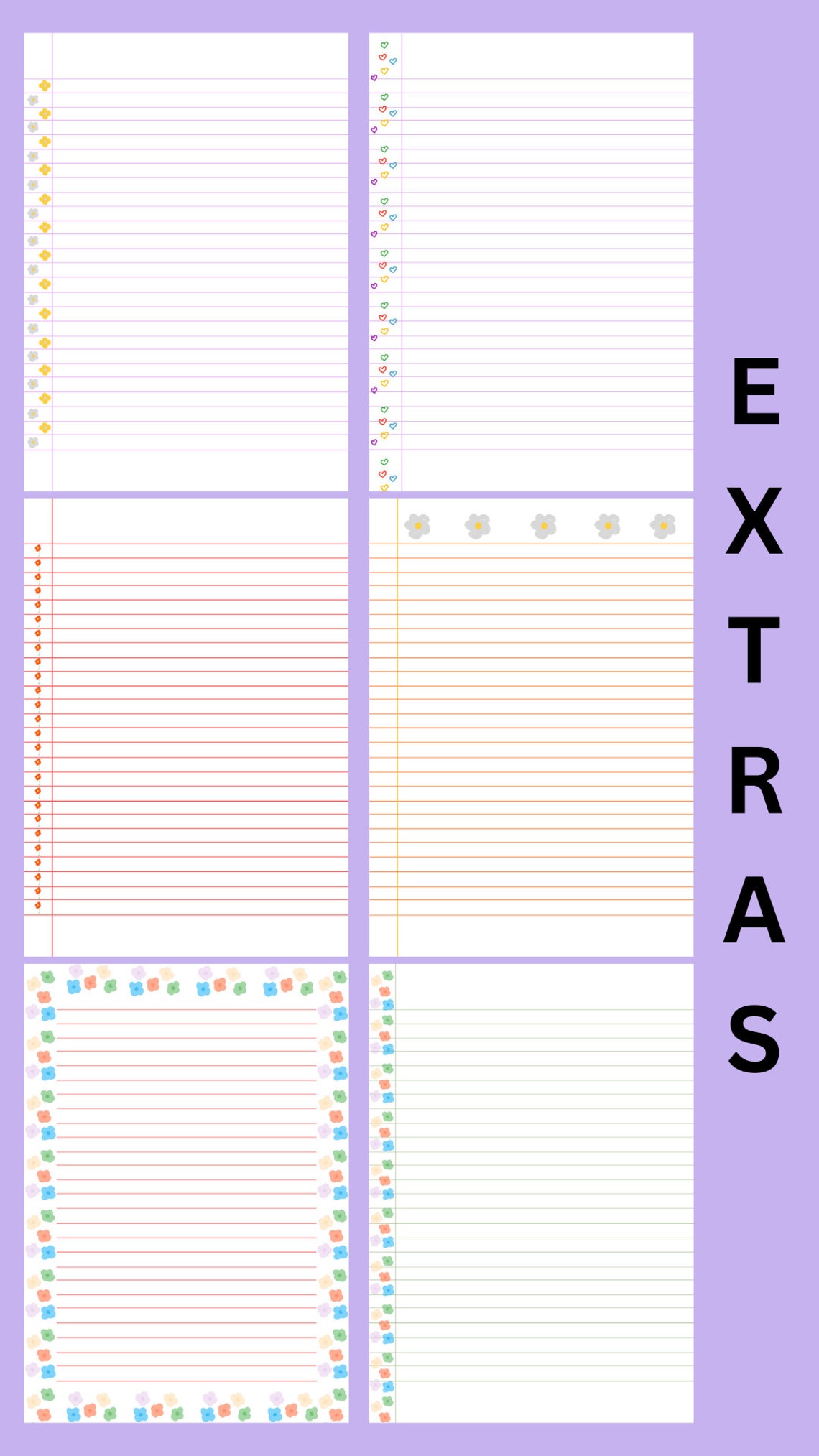 Digital Note Pages, Cute Note Papers, Colorful Writing Papers - Etsy