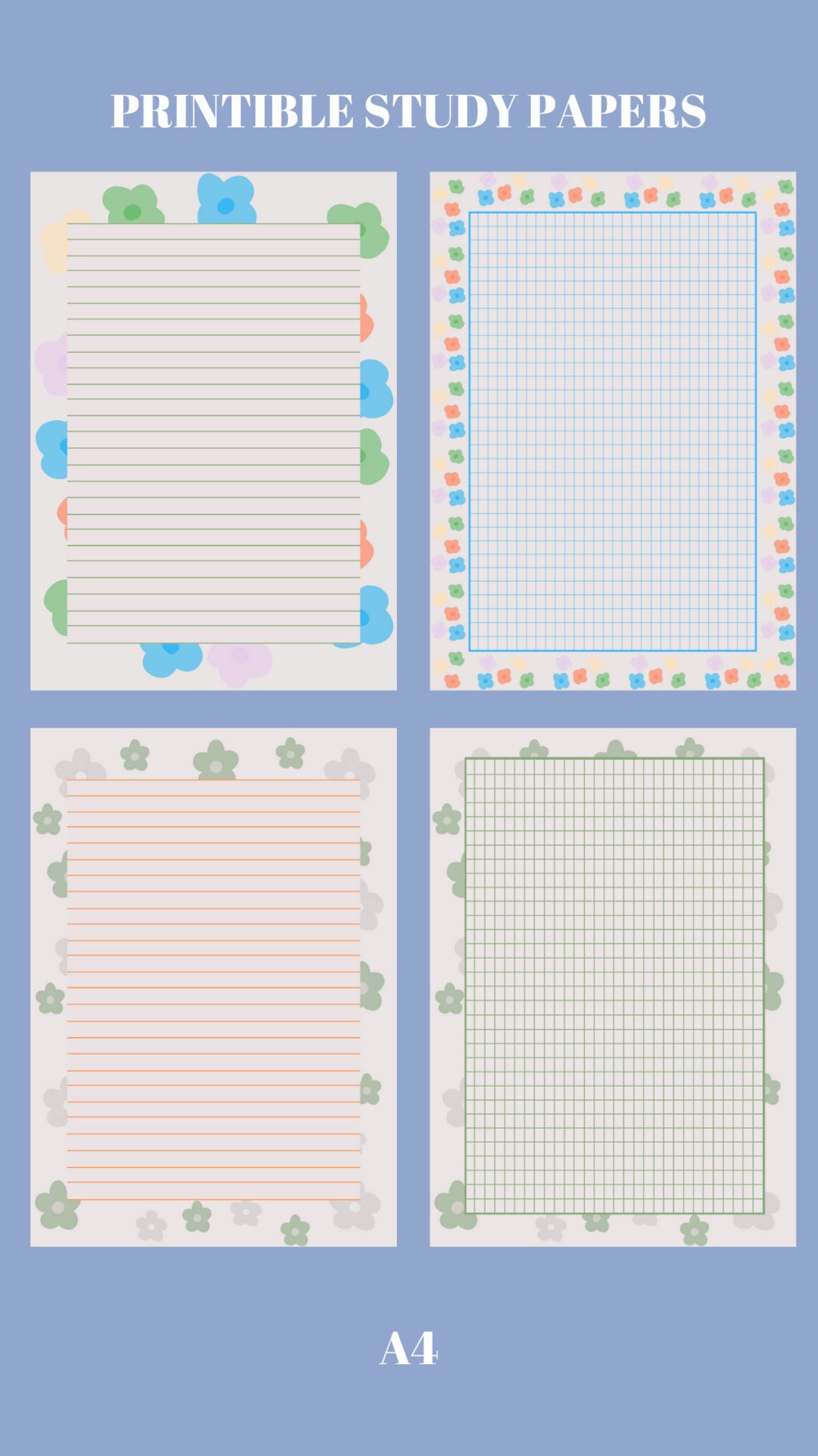 Digital Note Pages, Cute Note Papers, Colorful Writing Papers - Etsy