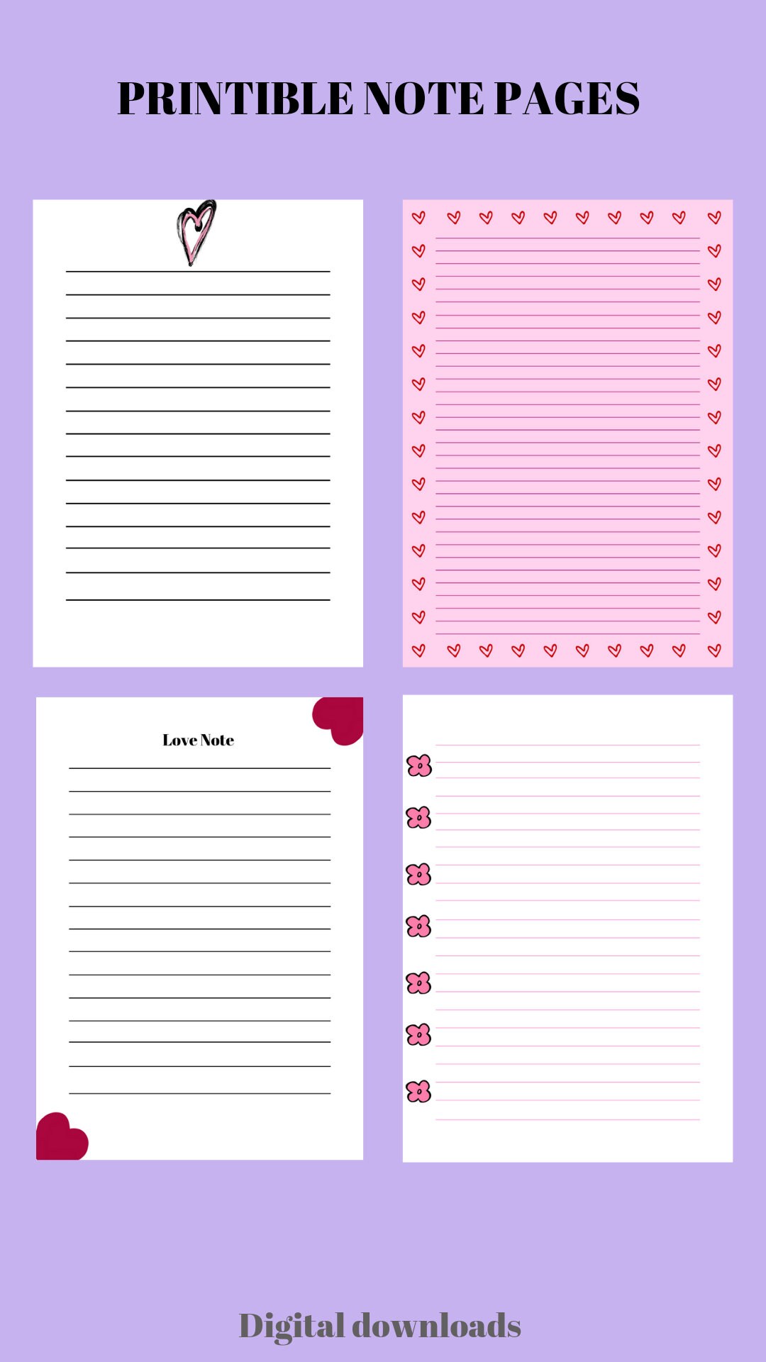 Digital Note Pages, Cute Note Papers, Colorful Writing Papers - Etsy