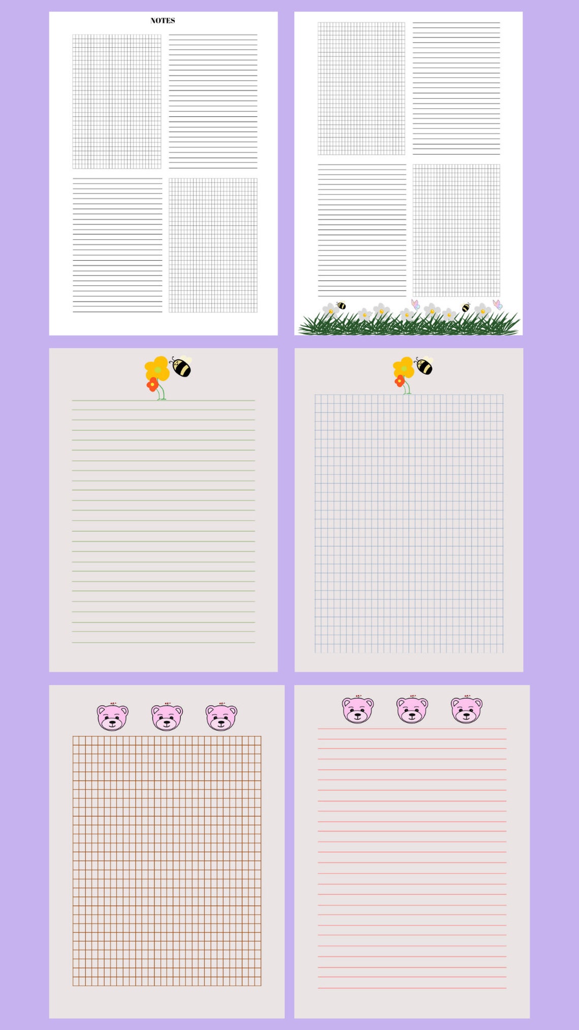 Digital Note Pages, Cute Note Papers, Colorful Writing Papers - Etsy