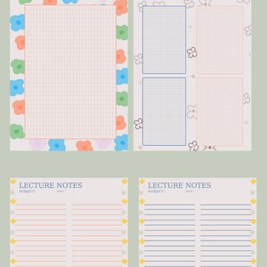 Digital Note Pages, Cute Note Papers, Colorful Writing Papers - Etsy