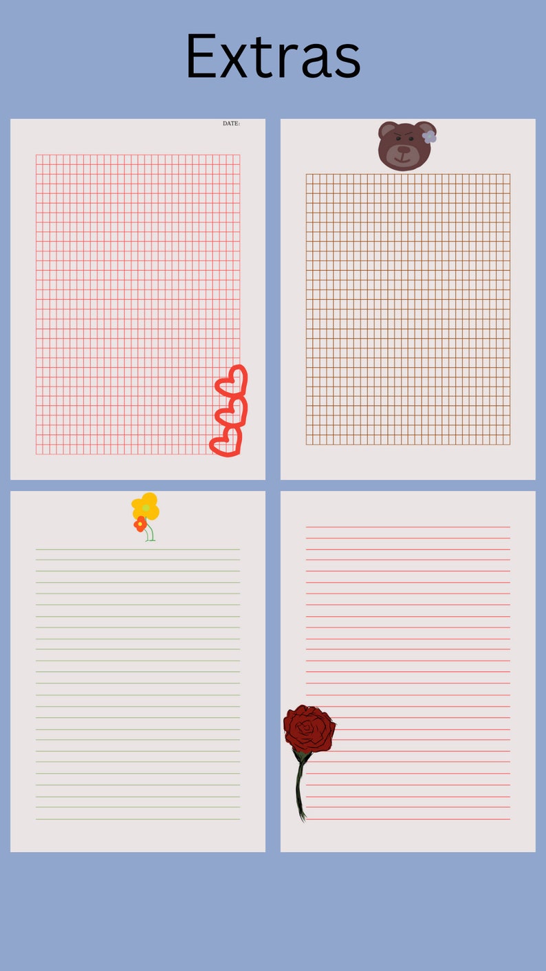 Digital Note Pages, Cute Note Papers, Colorful Writing Papers - Etsy