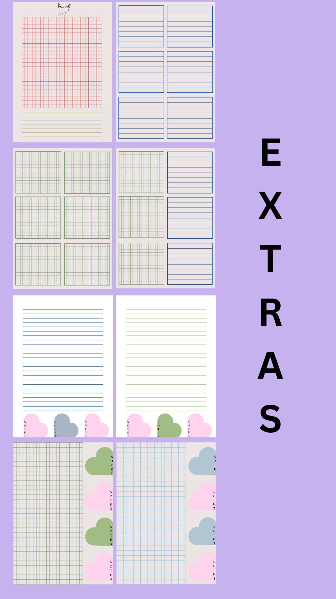 Colorful Note Pages Digital Note Papers Notepad Set Study Papers - Etsy