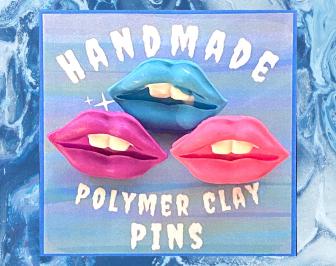 Pout Mouth Lip Pins Pastel Goth Accessory Handmade Customizable Color ...